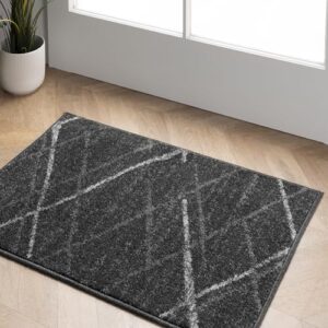 nuloom 2x3 thigpen contemporary area rug, charcoal, abstract lines, non-slip backing, stain resistant, for bedroom, dining room, living room, hallway, office, kitchen, entryway