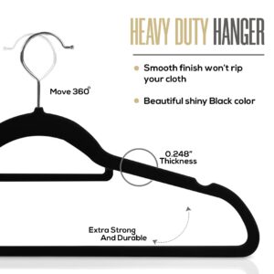 Utopia Home Premium Velvet Hangers 50 Pack - Non-Slip Clothes Hangers with Tie Bar - Black Hangers - Standard Hangers with 360 Degree Rotatable Hook - Heavy Duty Coat Hangers