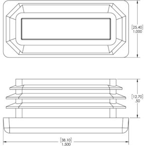 Caplugs 99395210 Plastic Plug for Rectangular Tubing. RER-1X1 1/2-10-14, PE-LD, Hole Width 1.000" Hole Length 1.500" Wall Thickness 10-14 Ga. (.134-.083)", Black (Pack of 40)