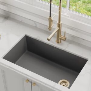 KRAUS Forteza 32-inch Undermount Single Bowl Granite Kitchen Sink in Grey, KGU-55GREY