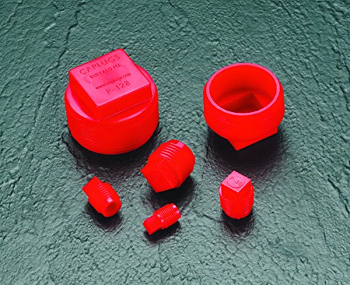 Caplugs 99390176 Plastic Threaded Plug for Pipe Fittings. P-48, PE-HD, to Plug Thread Size 1/2 NPT", Red (Pack of 50)