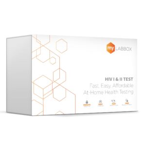 mylab box hiv test kit at home - easy & convenient hiv-1/hiv-2 std test kit for men & women - accurate results with combo antigen/antibody elisa - finger prick blood sample - fsa/hsa eligible