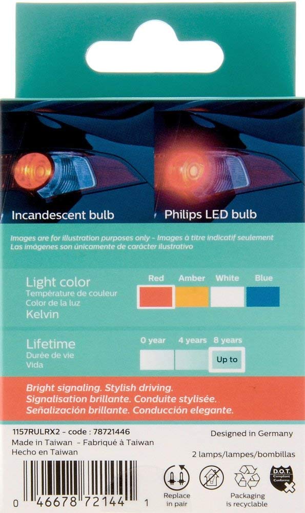 Philips 1157RLED Ultinon LED (Red), 2 Pack