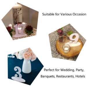 Wedding Table Numbers with Holder Base, White Wooden Numbers 1-20, Table Cards Wedding Reception for Banquets, Cafes, Restaurants, Hotels, Parties