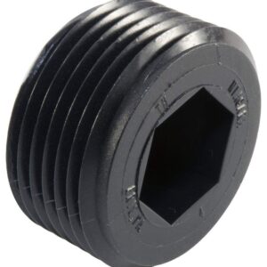 Caplugs TH-5 TH Series – Plastic Hex Socket Threaded Plug, 80 Pack, Black HD-PE, NPT Thread Size 3/8"-18 Temporary Use, Low Pressure Testing & in-Plant Processes, Oil & Heat Resistant (ZTH51KA1)