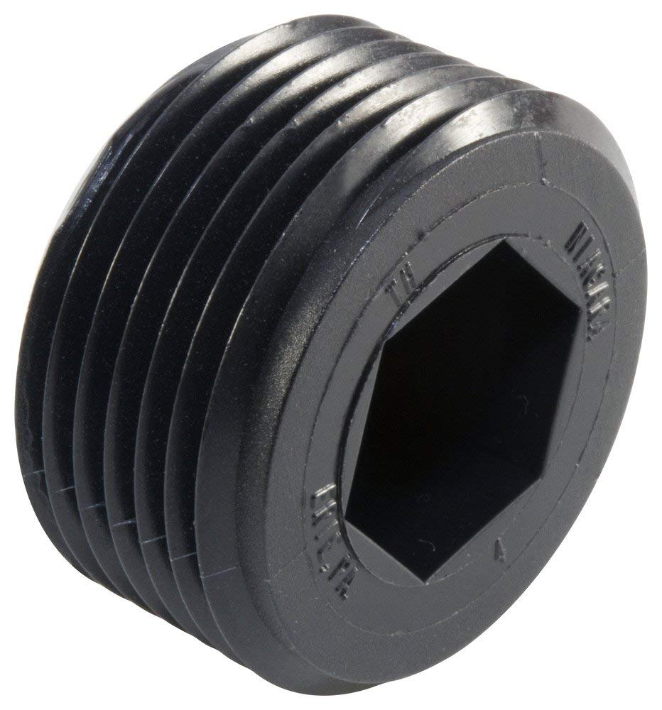 Caplugs TH-5 TH Series – Plastic Hex Socket Threaded Plug, 80 Pack, Black HD-PE, NPT Thread Size 3/8"-18 Temporary Use, Low Pressure Testing & in-Plant Processes, Oil & Heat Resistant (ZTH51KA1)