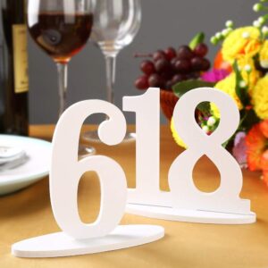 wedding table numbers with holder base, white wooden numbers 1-20, table cards wedding reception for banquets, cafes, restaurants, hotels, parties