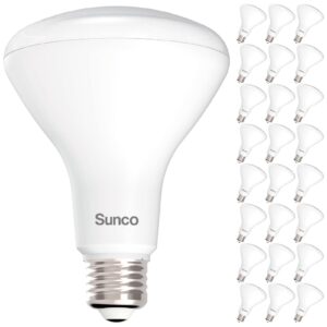 sunco 24 pack br30 led bulbs, indoor flood lights cri93 11w equivalent 65w 5000k daylight 850 lumens, e26 base, 25000 lifetime hours interior home dimmable recessed can light bulbs - ul