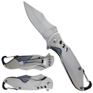 falcon metal handle folding pocket knife with belt clip (choose your color) (chrome)