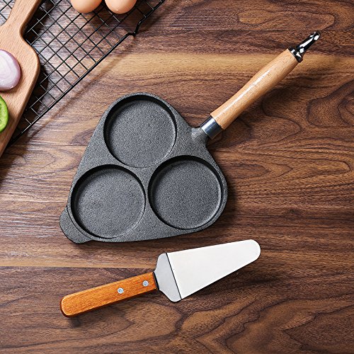 Nadalan Cast Iron Omelette Egg Burger Fried Egg Pot Pancake Pan With 3-Mold