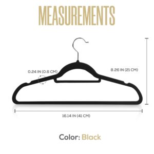 Utopia Home Premium Velvet Hangers 50 Pack - Non-Slip Clothes Hangers with Tie Bar - Black Hangers - Standard Hangers with 360 Degree Rotatable Hook - Heavy Duty Coat Hangers