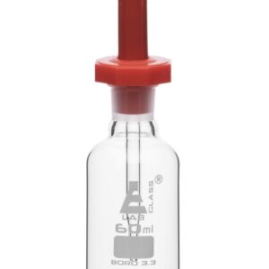 Dropping Bottle, 60ml (2oz) - Borosilicate 3.3 Glass - Eye Dropper Pipette and Dust Proof Rubber Bulb - Octagonal, Non-Screw Top - Eisco Labs