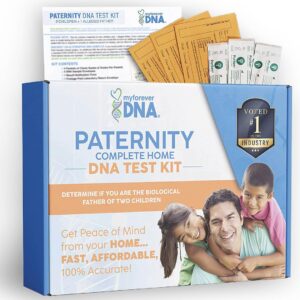 home paternity dna test kit (2 children + 1 alleged father) | 24 dna (genetic) marker test, unmatched accuracy | includes all lab fees & shipping | experience excellence with my forever dna