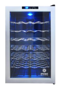 vinotemp el-28silc 28 bottle cooler refrigerator, freestanding wine fridge with touch screen adjustable temperature control, dual-paned glass door and safety lock, metallic