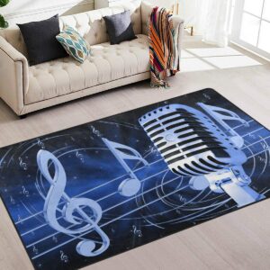 naanle music musical area rug 5'x7', microphone with music notes polyester area rug mat for living dining dorm room bedroom home decorative