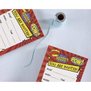 Juvale Comic Book Action Hero Birthday Party Fill-In Invitation Cards (5 x 7 In, 24 Pack)