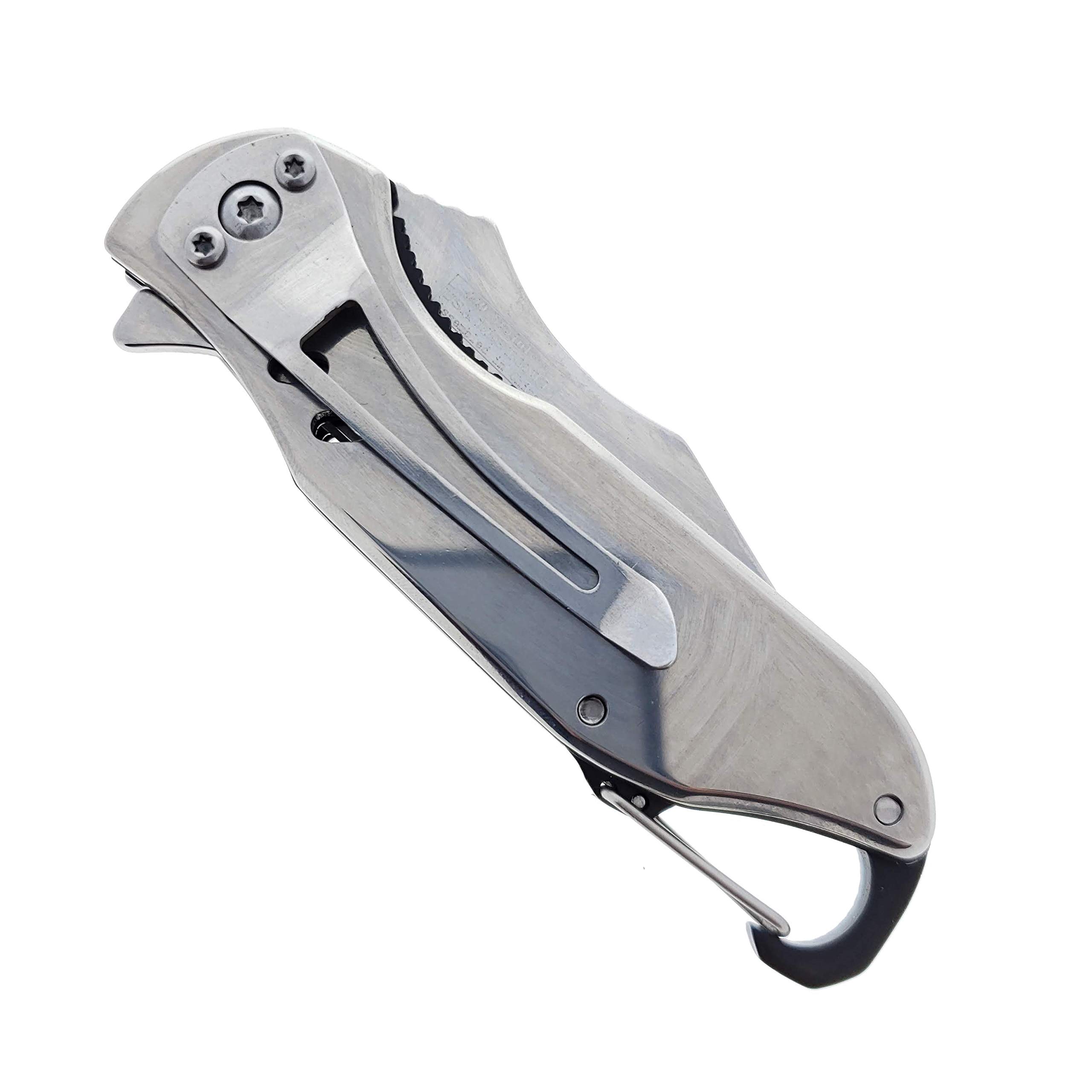 Falcon Metal Handle Folding Pocket Knife With Belt Clip (Choose Your Color) (Chrome)