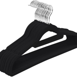 Utopia Home Premium Velvet Hangers 50 Pack - Non-Slip Clothes Hangers with Tie Bar - Black Hangers - Standard Hangers with 360 Degree Rotatable Hook - Heavy Duty Coat Hangers