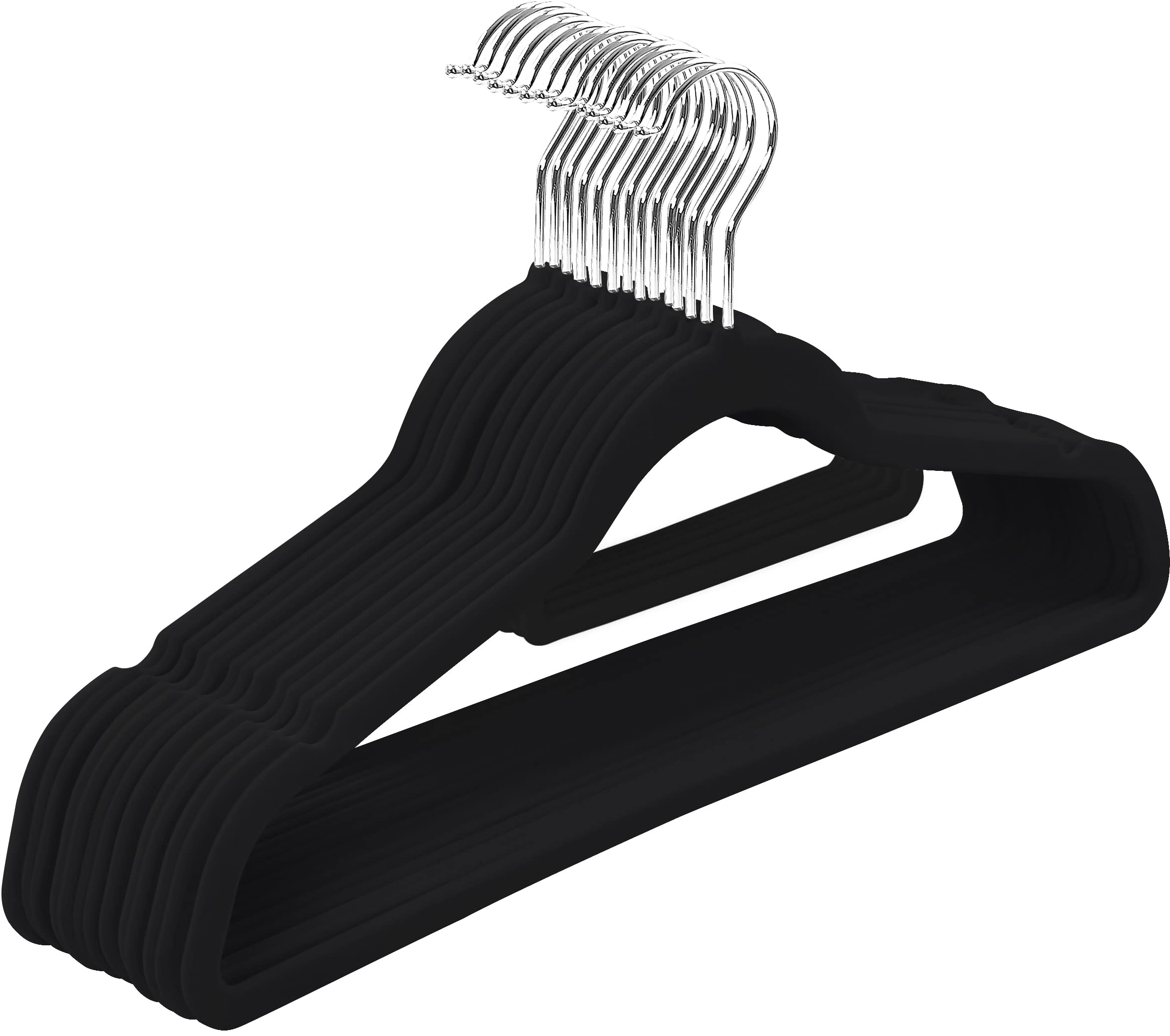 Utopia Home Premium Velvet Hangers 50 Pack - Non-Slip Clothes Hangers with Tie Bar - Black Hangers - Standard Hangers with 360 Degree Rotatable Hook - Heavy Duty Coat Hangers