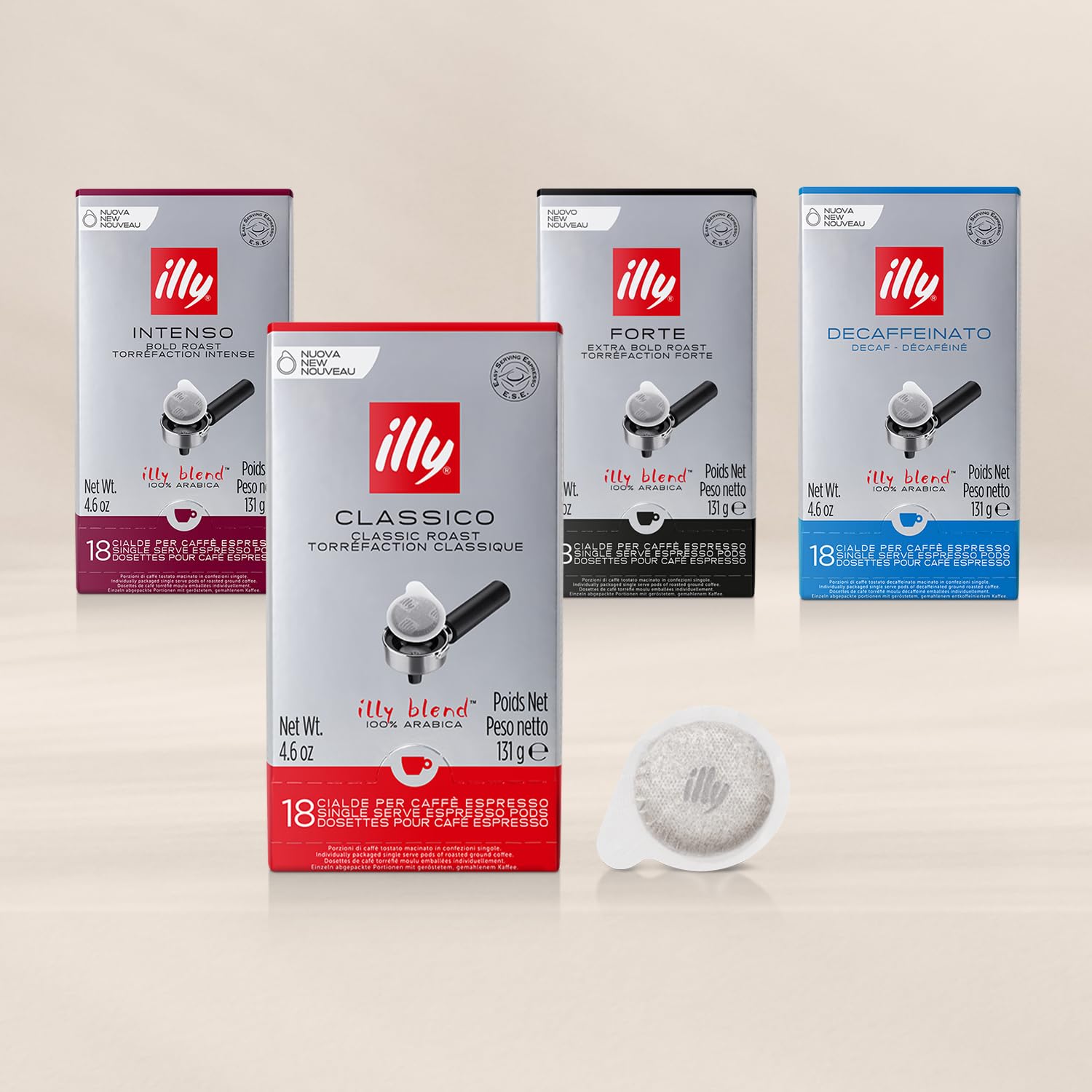 illy E.S.E. Coffee - Single-Serve Coffee Capsules & Pods - Coffee Pods – Intenso Dark Roast - Notes Of Cocoa & Dried Fruit - For E.S.E Coffee Machines - Extraordinary Aroma & Body – 18 Count