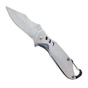 Falcon Metal Handle Folding Pocket Knife With Belt Clip (Choose Your Color) (Chrome)