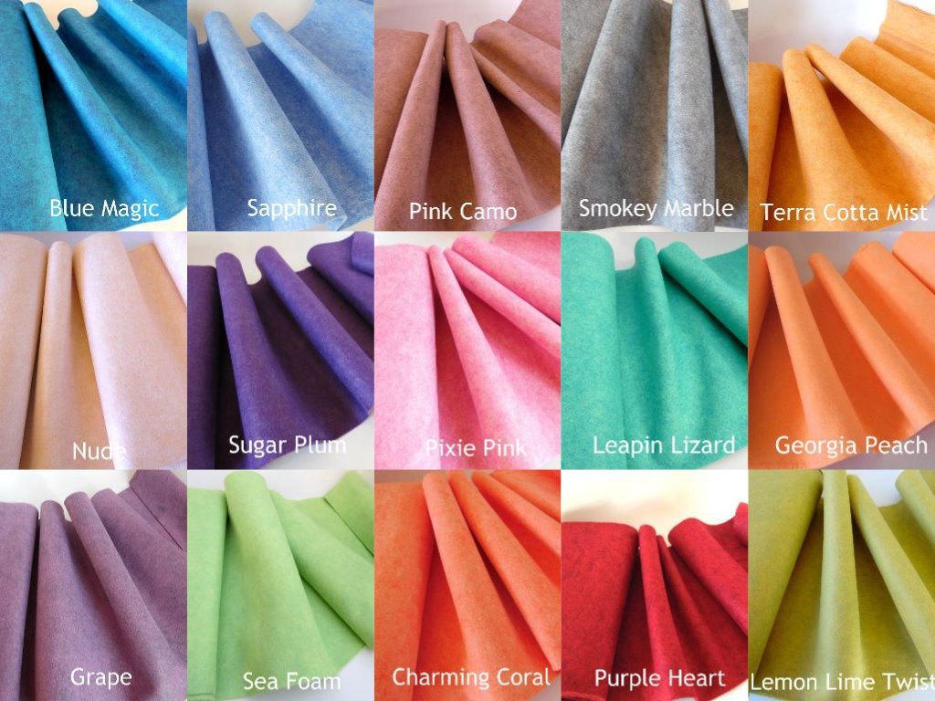 15 Luminous Heathered Colors 9X12 inch Merino Wool Blend Felt Sheets Collection - OTR felt