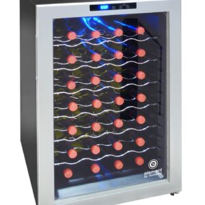 Vinotemp EL-28SILC 28 Bottle Cooler Refrigerator, Freestanding Wine Fridge with Touch Screen Adjustable Temperature Control, Dual-Paned Glass Door and Safety Lock, Metallic