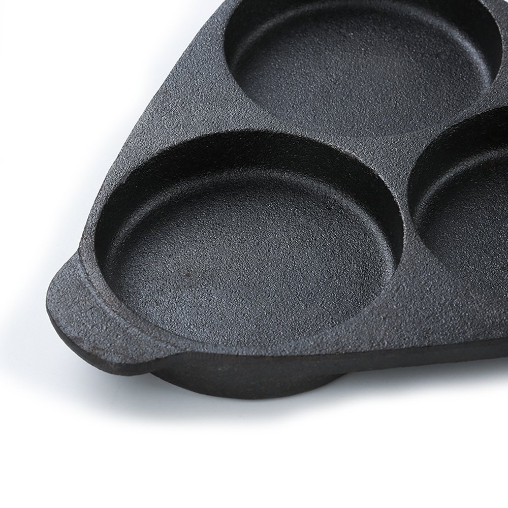 Nadalan Cast Iron Omelette Egg Burger Fried Egg Pot Pancake Pan With 3-Mold