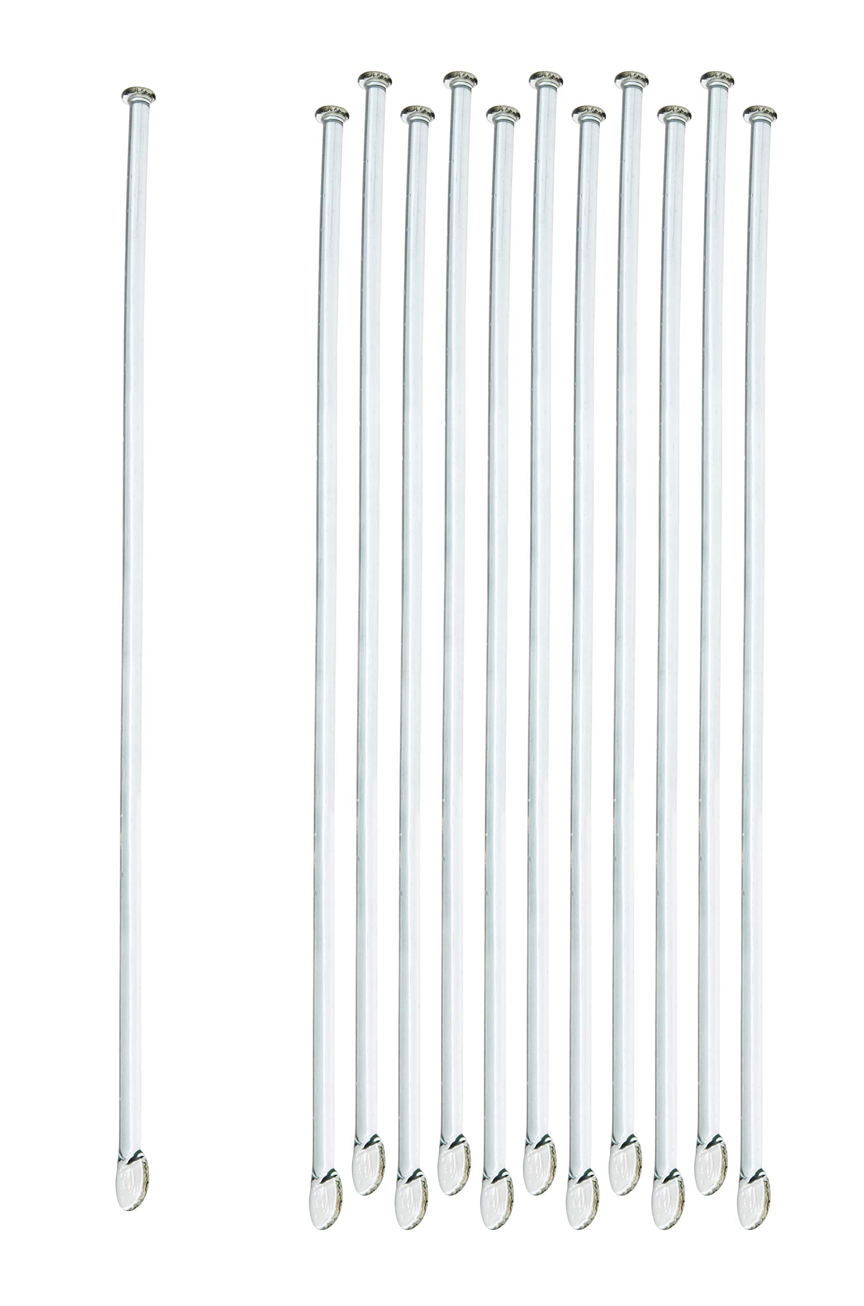 EISCO 10PK Glass Stirring Rods, 7.9" - Spade & Button Ends, 6mm Diameter - Excellent for Laboratory or Home Use - Borosilicate 3.3 Glass