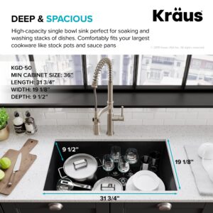 KRAUS Forteza 32-inch Undermount Single Bowl Granite Kitchen Sink in Grey, KGU-55GREY