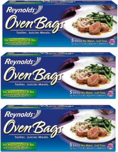 reynolds oven cooking large size for meats & poultry (up to 8-pounds), 5 count boxes (pack of 3) 15 bags total