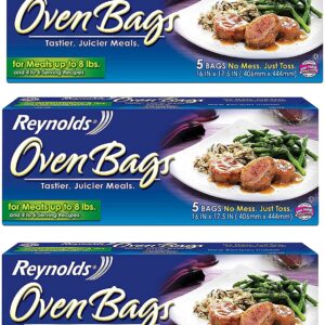 Reynolds Oven Cooking Large Size for Meats & Poultry (up to 8-Pounds), 5 Count Boxes (Pack of 3) 15 Bags Total