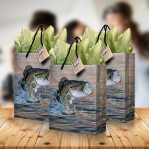 Havercamp Fishing Gift Bag, Medium, 10 x 12 x 4.25 Inches, Gone Fishin' Party Collection