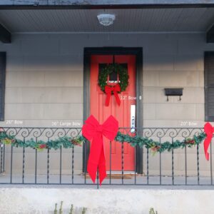 Rocky Mountain Goods Red Christmas Bow Extra Large 35” by 18” - 11 Looped Waterproof Velvet Large Outside Bow - Bow for car, Door, House - Jumbo Red Bow with Attachment for Hanging (1)