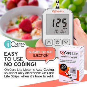 Oh?Care Lite Blood Glucose Test Strips (50pcs) - Diabetic Test Strips Calibrated for Oh?Care Lite Blood Sugar Testing Monitor/Glucometer - Affordable Diabetic Supplies by ijCare (1)