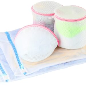 5 Pack - Simple Houseware Laundry Bra Lingerie Bags (2 Large & 3 Underwear Bags)