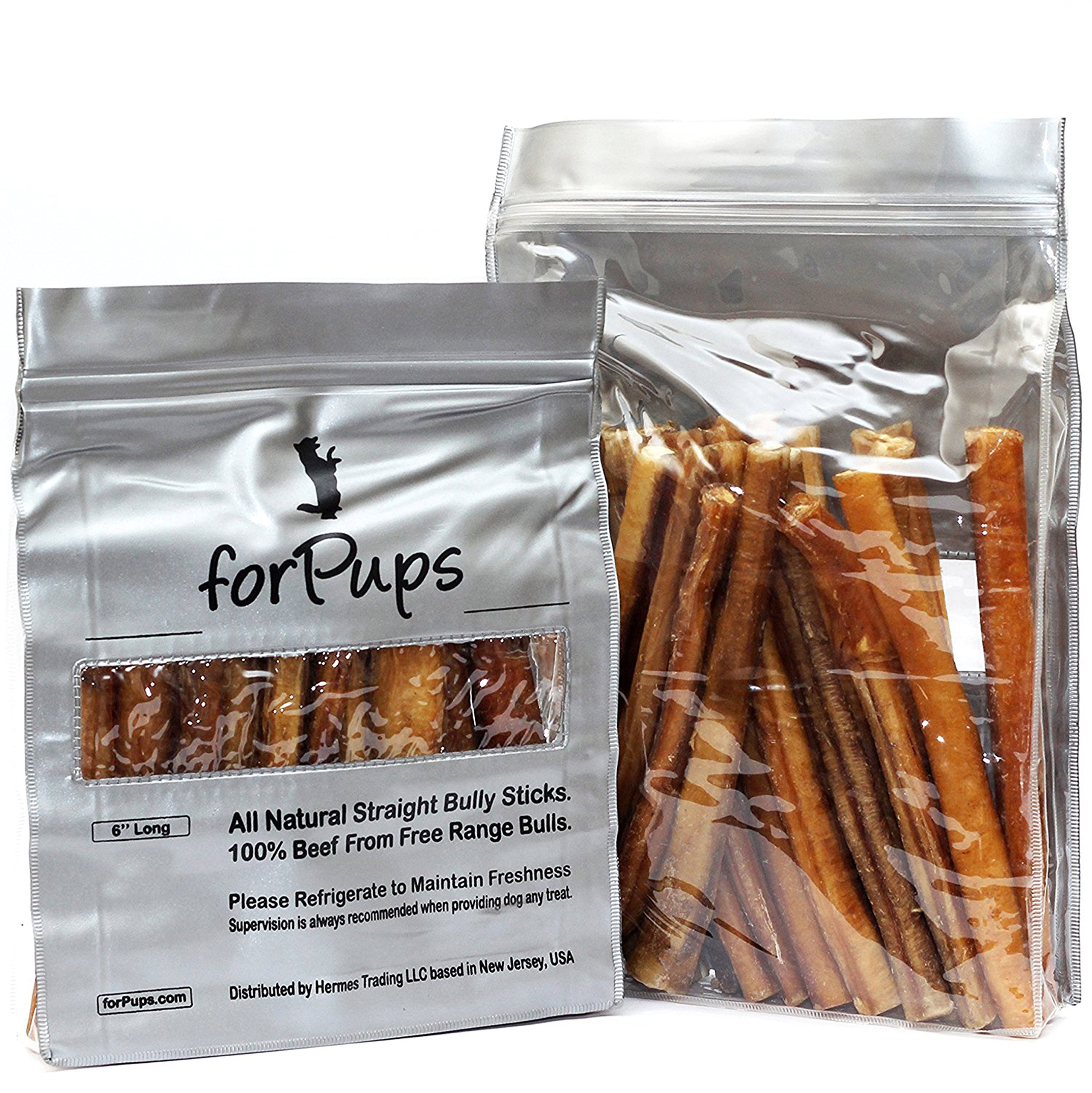 forPups Regular Bully Sticks (Half Pound - 6 Inch) (8 oz Pack) - All Natural, Grass-Fed, Non-GMO (6") (0.5 lb) 100% Beef Pizzle Dog Chews, Fully Digestible, Best Dental Treats