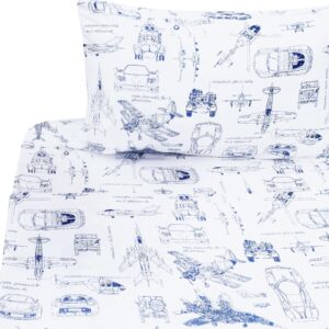 J-pinno Cars Tank Helicopter Aircraft Military Transport Vehicles Twin 100% Cotton 3 Pieces Sheet Set for Kids Boys Children Flat Sheet + Fitted Sheet + Pillowcase Bedding Set