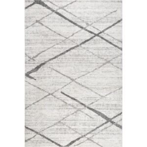 nuLOOM 8 Square Thigpen Contemporary Area Rug, Grey, Abstract Lines, Non-Slip Backing, Stain Resistant, For Bedroom, Dining Room, Living Room, Hallway, Office, Kitchen, Entryway