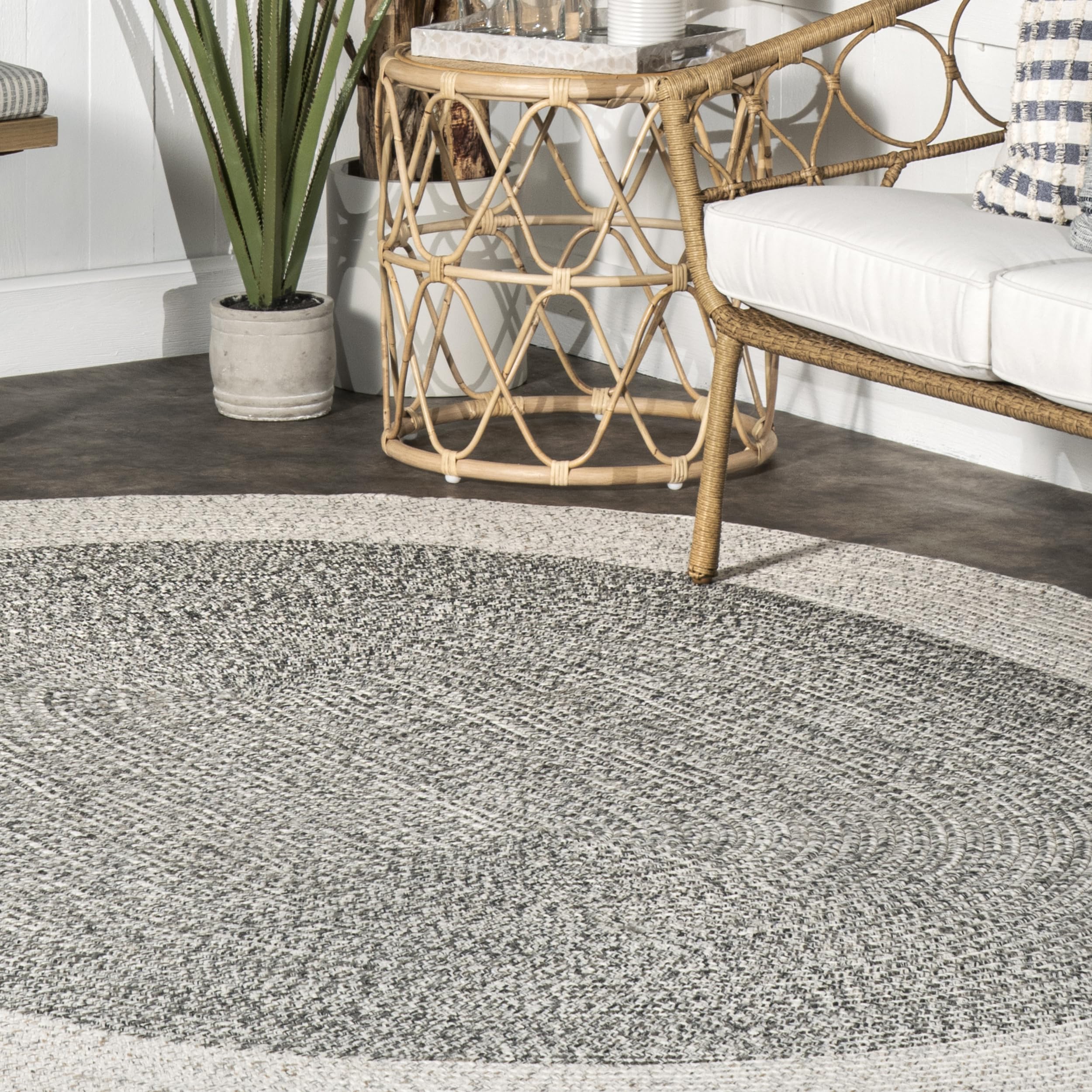 nuLOOM Indoor/Outdoor Braided Oralia Area Rug, 5' x 8' Oval, Grey