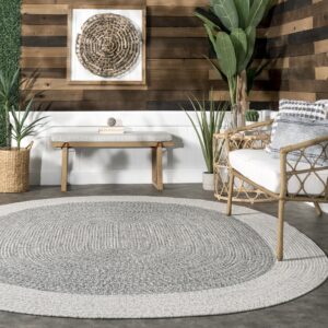 nuLOOM Indoor/Outdoor Braided Oralia Area Rug, 5' x 8' Oval, Grey