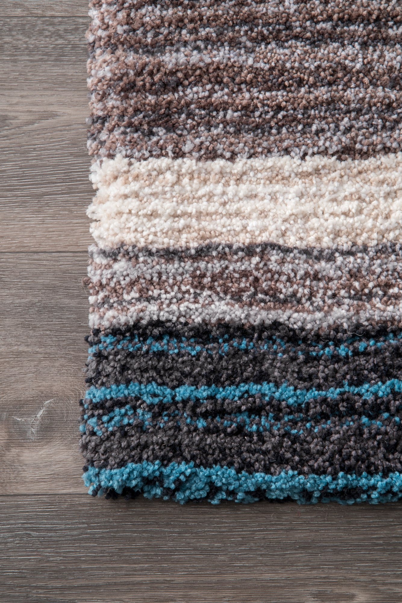 nuLOOM Drey Striped Shag Area Rug - 3x5 Accent Shag Rug Casual Blue Multi/Brown Rugs for Living Room Bedroom Dining Room Nursery Entryway