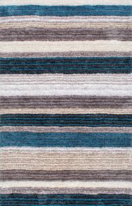 nuloom drey striped shag area rug - 3x5 accent shag rug casual blue multi/brown rugs for living room bedroom dining room nursery entryway