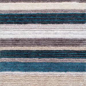 nuLOOM Drey Striped Shag Area Rug - 3x5 Accent Shag Rug Casual Blue Multi/Brown Rugs for Living Room Bedroom Dining Room Nursery Entryway