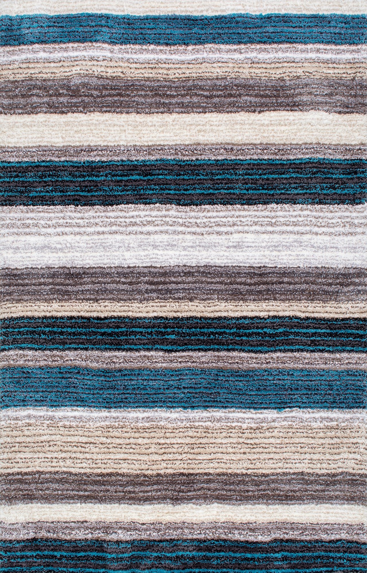 nuLOOM Drey Striped Shag Area Rug - 3x5 Accent Shag Rug Casual Blue Multi/Brown Rugs for Living Room Bedroom Dining Room Nursery Entryway