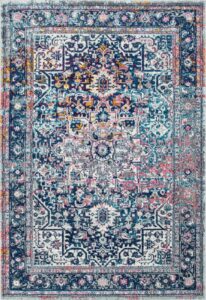 nuloom lilah vintage medallion accent rug, 2x3, blue