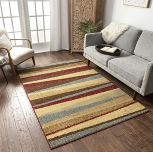 well woven stripes blue red 3'3" x 5' area rug carpet