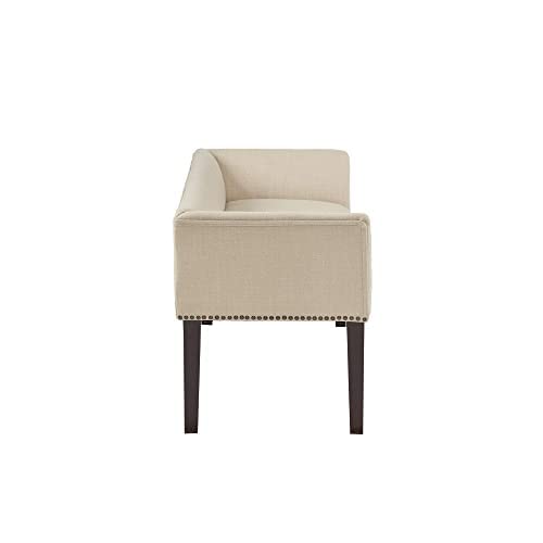 Madison Park Welburn Bedroom Solid Wood Polyester Fabric Seating Modern Style, 49.5"W x 19.25"D x 23"H, Cream