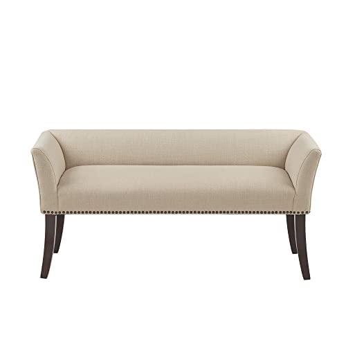 Madison Park Welburn Bedroom Solid Wood Polyester Fabric Seating Modern Style, 49.5"W x 19.25"D x 23"H, Cream