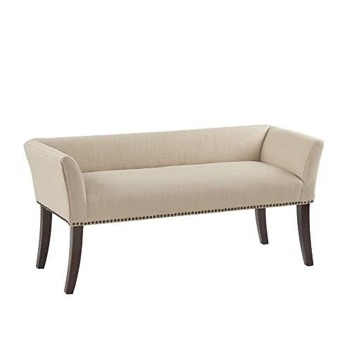 Madison Park Welburn Bedroom Solid Wood Polyester Fabric Seating Modern Style, 49.5"W x 19.25"D x 23"H, Cream